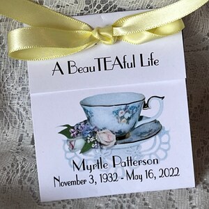 Personalized Tea Favors Memorial Gift Funeral Gift Tea Packets - Etsy