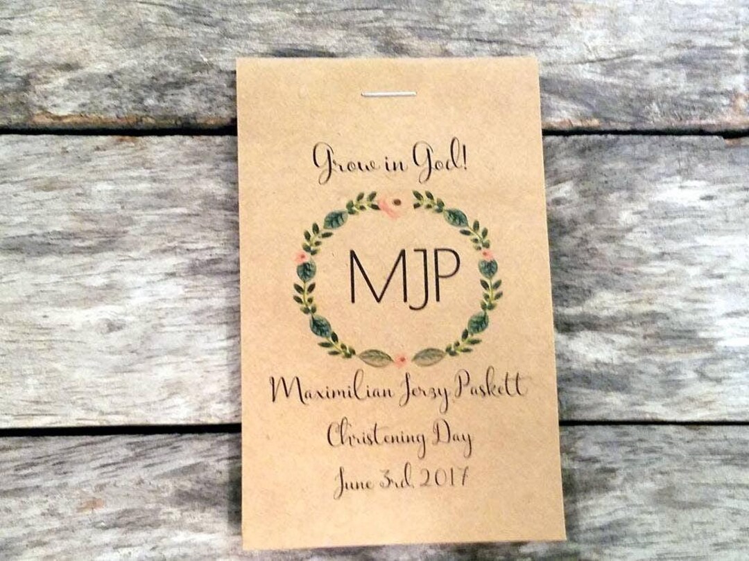Monogram Baptism Flower Seed Favors - Etsy