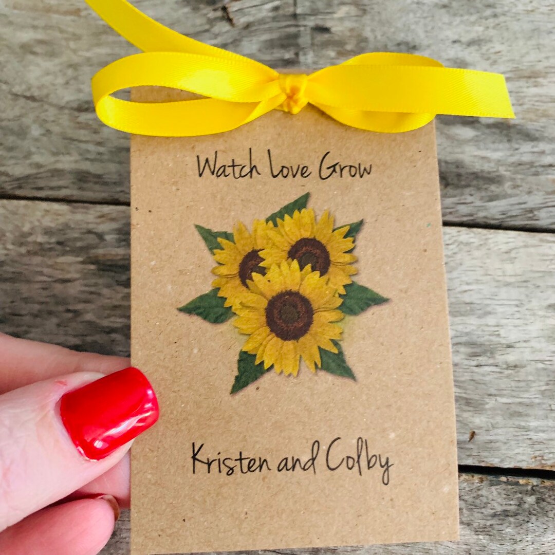 Personalized SUNFLOWER Trio Wedding Reception Favors on Kraft Cardstock ...