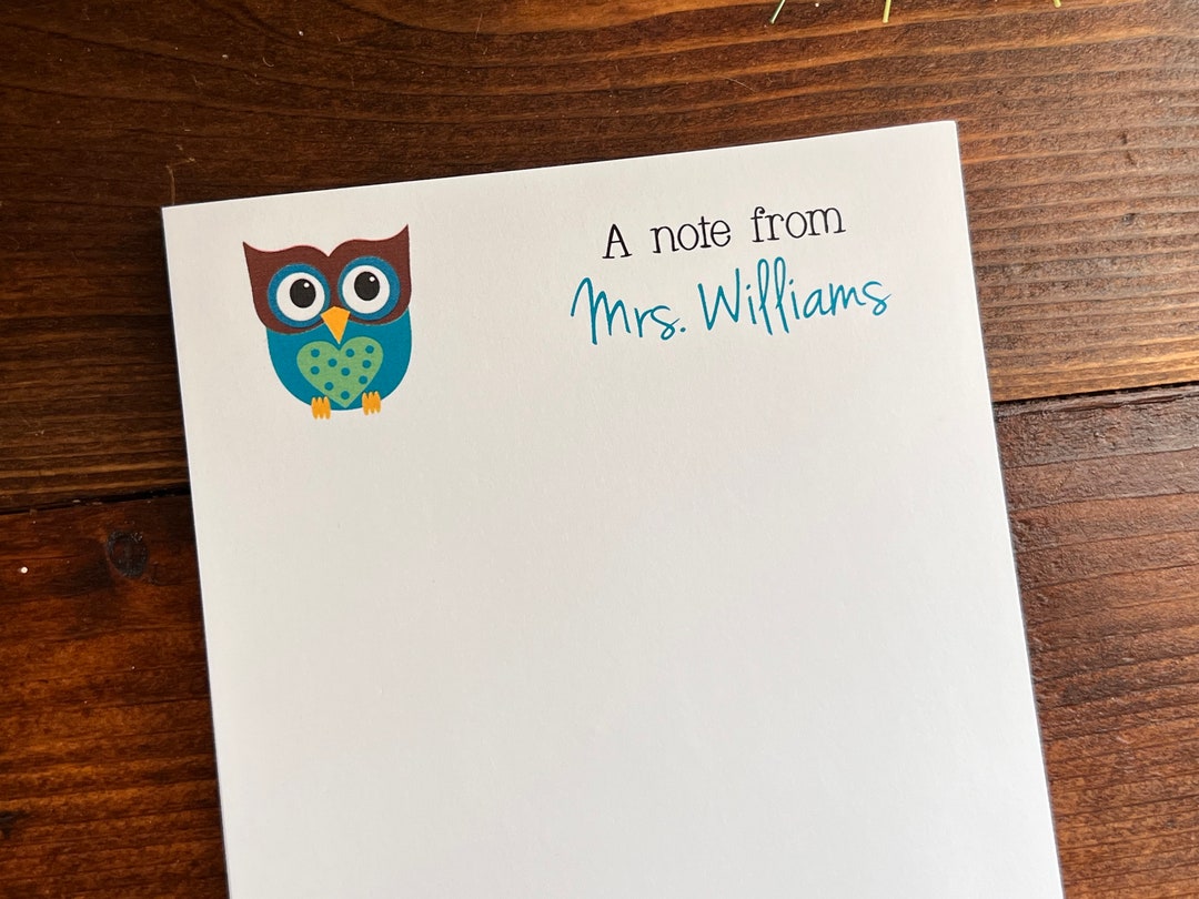 Owl Note Pad Teacher Notepad Writing Pad - Etsy