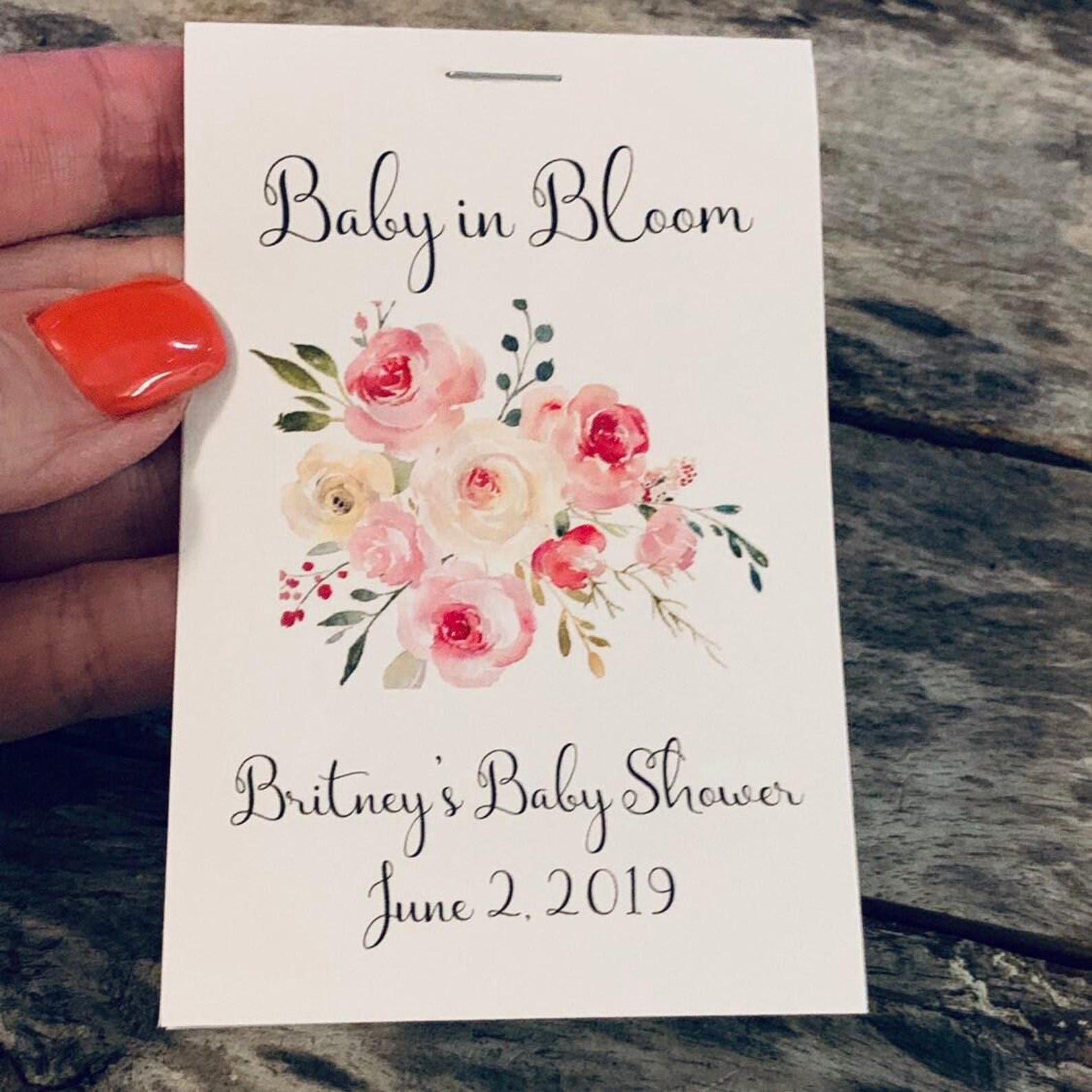 Boho Blush Floral Baby in Bloom Flower Seed Packets for Baby Shower ...