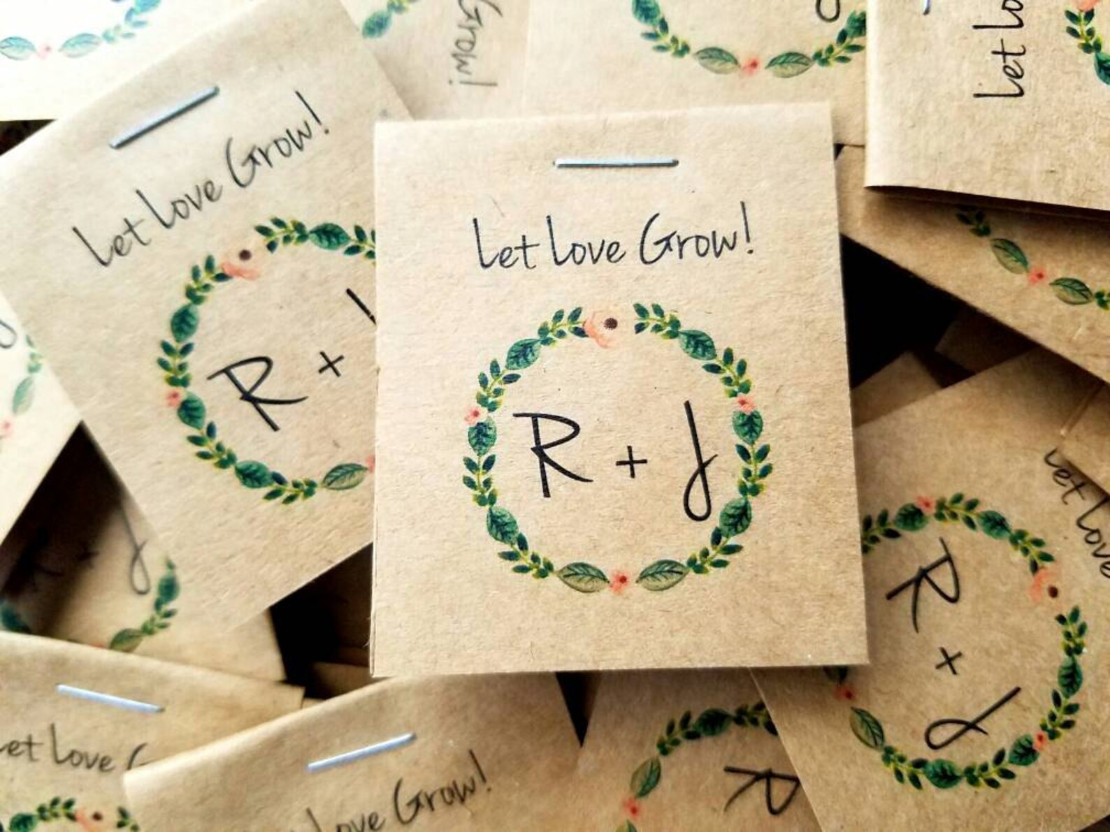 RUSTIC Little Favors Monogram Initials Floral Wreath Design - Etsy