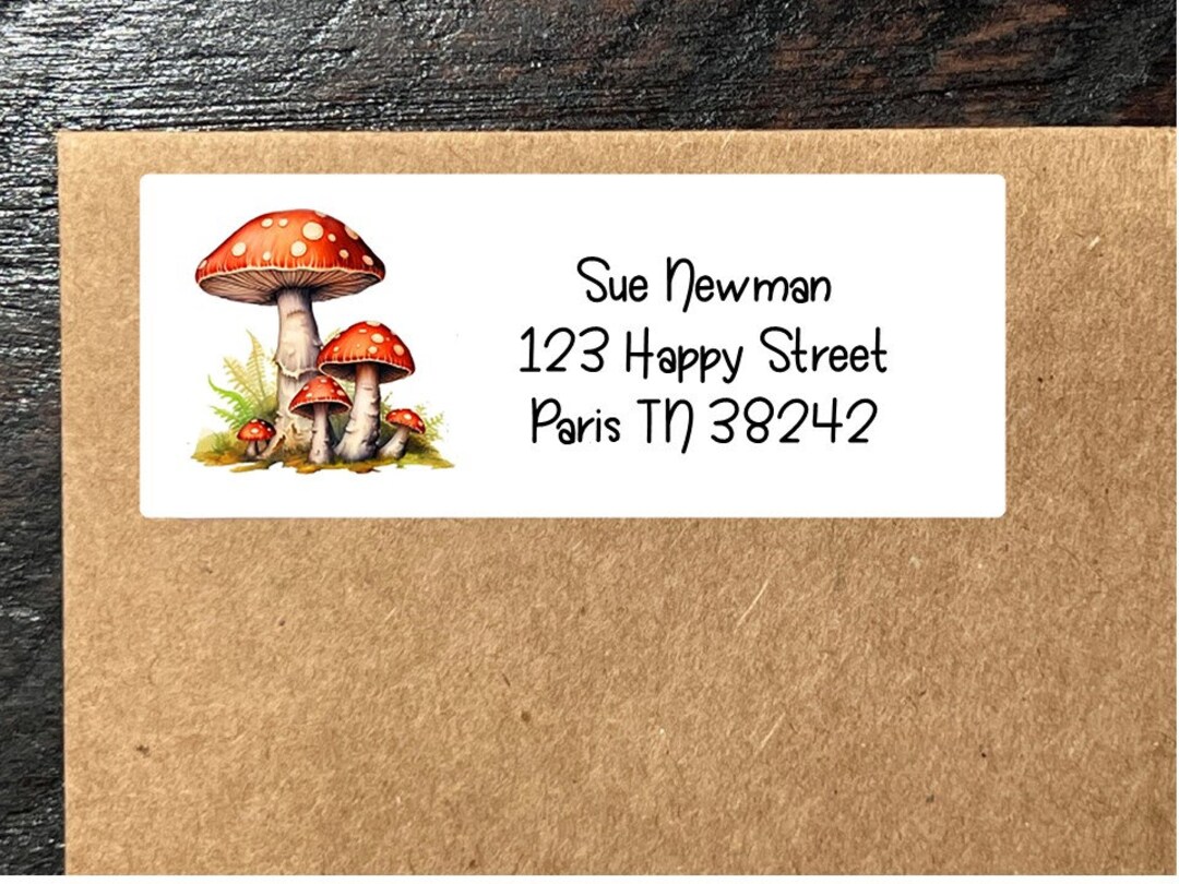 Mushroom Return Address Labels | Nature Woods - Etsy