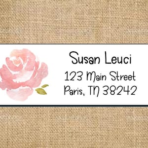 Address Labels , Pink Rose Watercolor Personalized Return Address ...