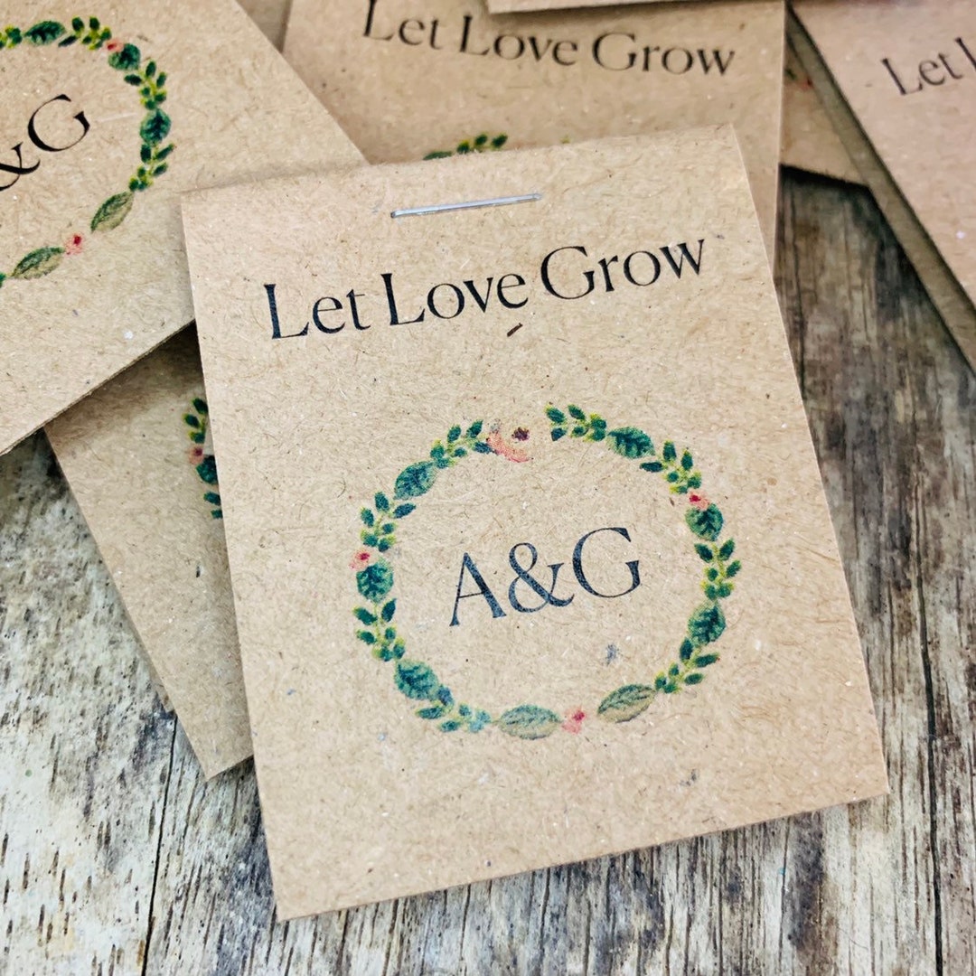 Monogram Wedding Favors Initials Let Love Grow Floral Wreath Design ...