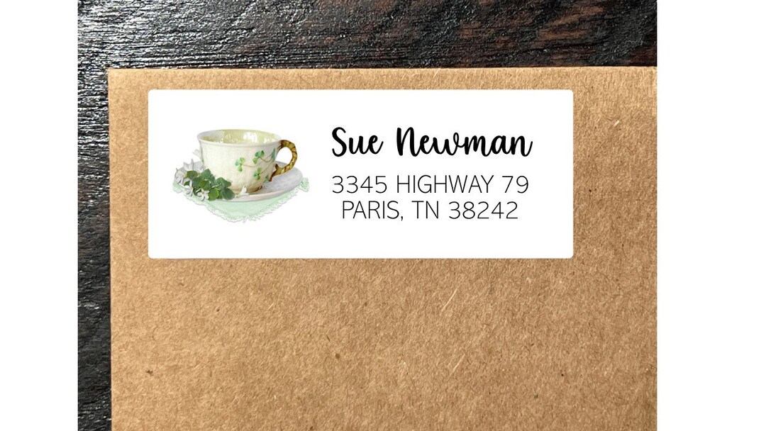 Irish Shamrock Teacup Personalized Return Address Labels - Etsy