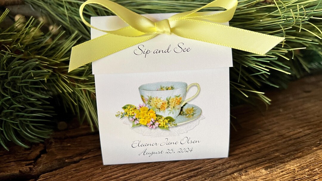 Baby Shower Tea Favors | Sip and See Favors | Yellow Floral Teacup With ...
