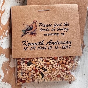 24 Bird Seed Funeral Favors Feed the Birds Celebration of Life Memorial ...