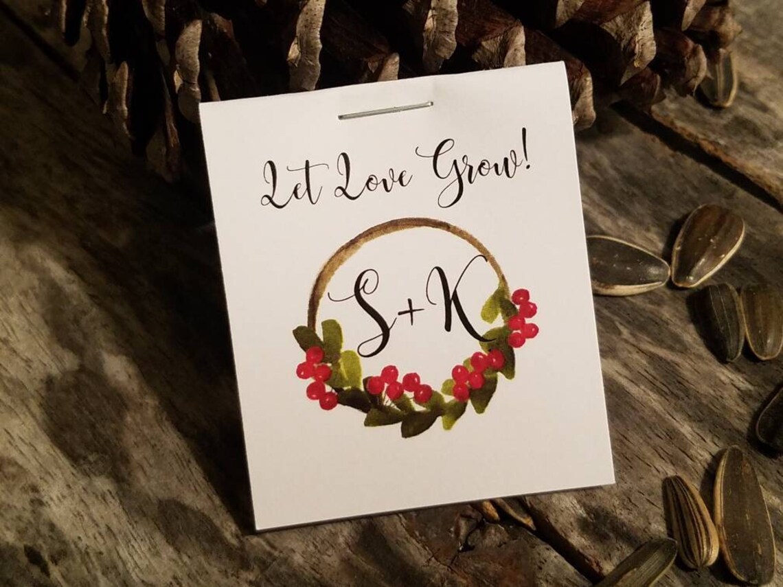 Personalized MINI Flower Seeds Monogram Initials Wreath Fall Winter ...
