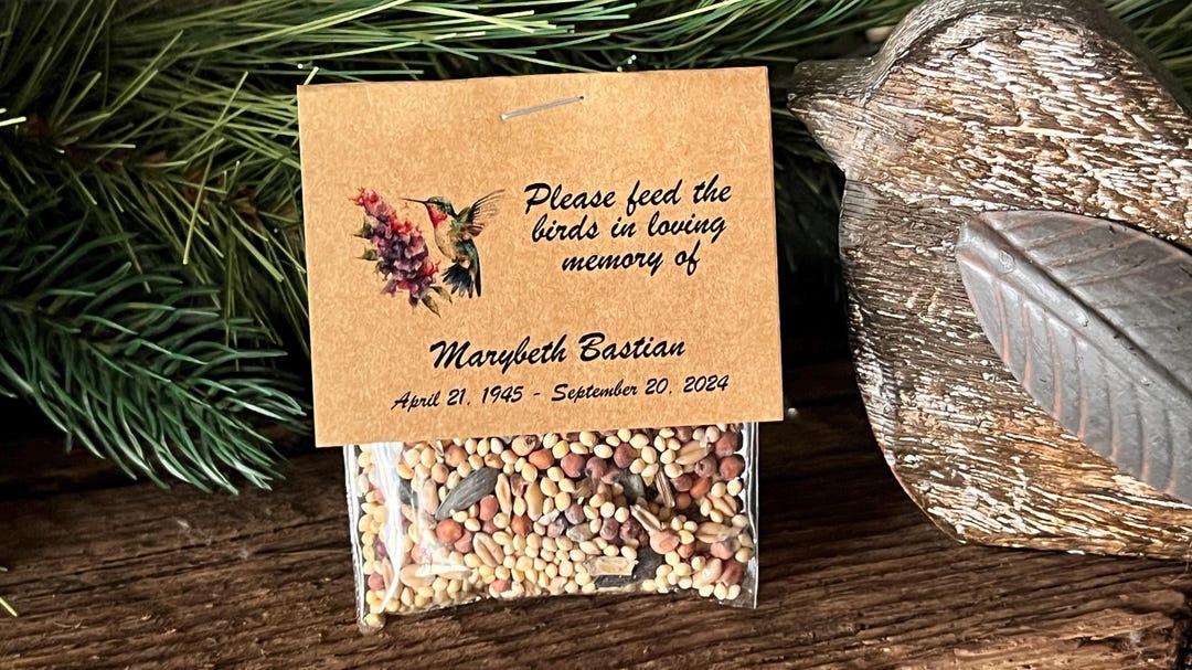 Feed the Birds in Loving Memory | Bird Seed Funeral Favors | for ...