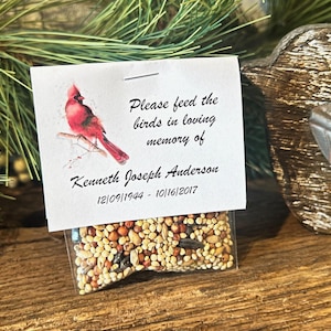 Feed the Birds Cardinal Bird Seed Funeral Favors | Celebration of Life ...