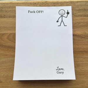 Stick Figure Middle Finger - Custom Personalized Funny Notepad, 50 ...