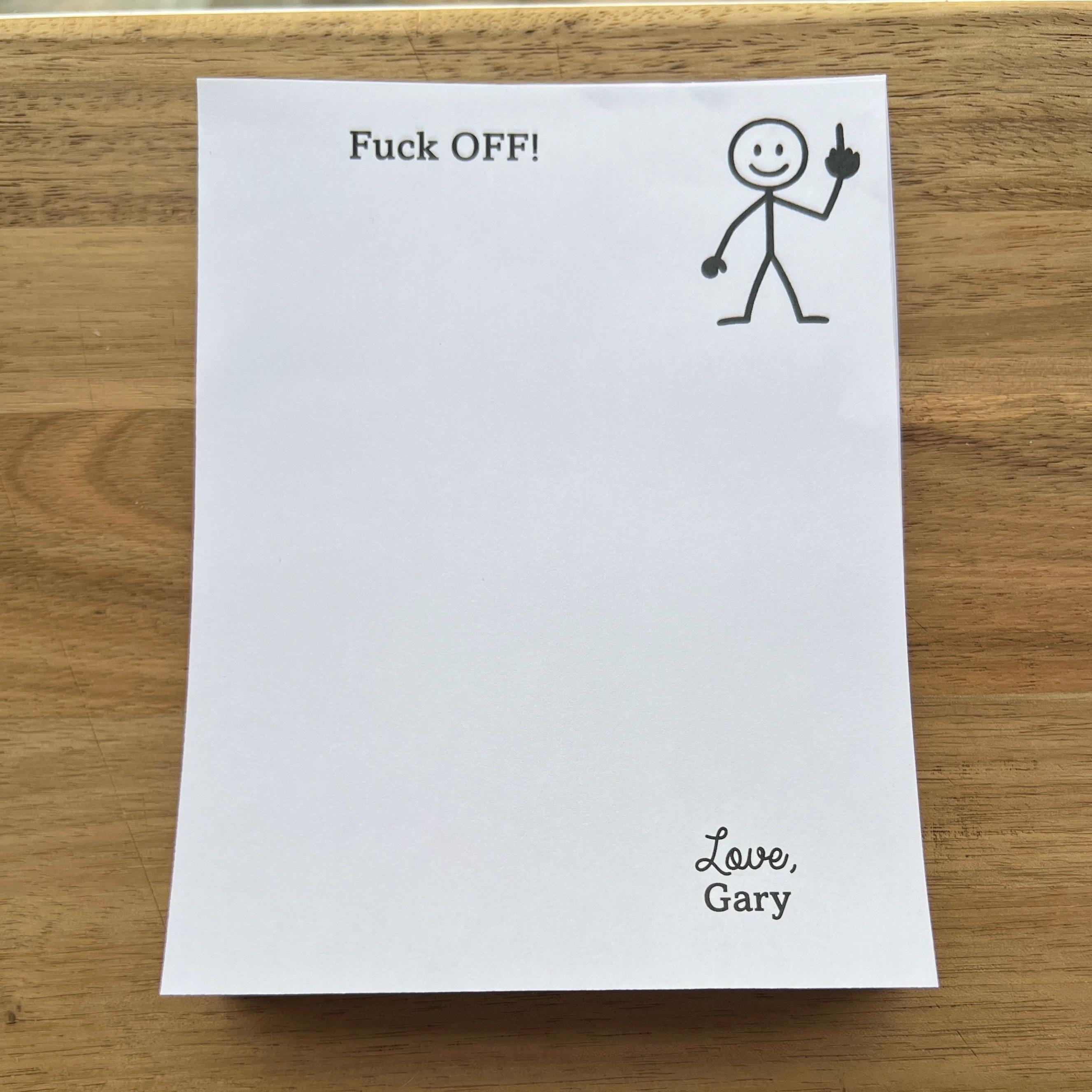 Stick Figure Middle Finger - Custom Personalized Funny Notepad, 50 ...