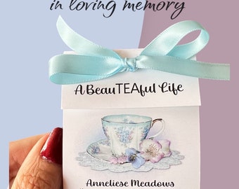 EDITABLE PRINTABLE Personalized Tea Packet Funeral Favors, Memorial ...
