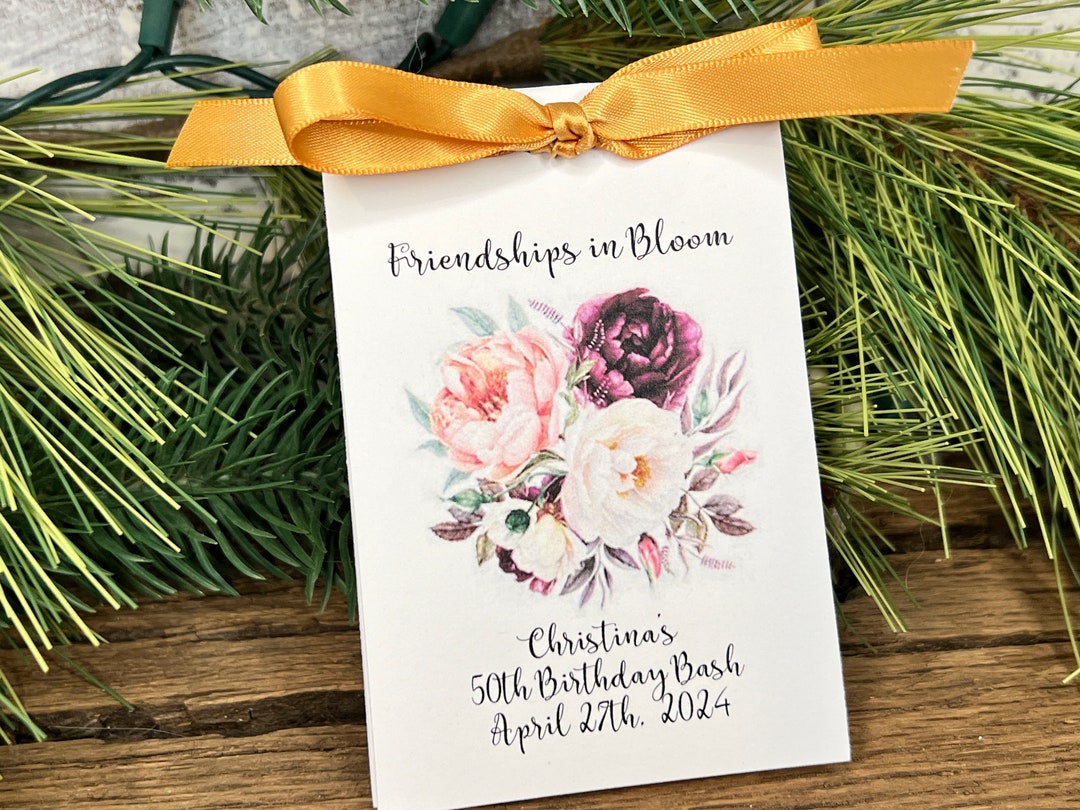 Peonies and Roses Flower Seed Packets | Birthday Favors | Plum Peach ...