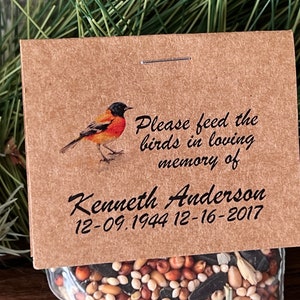 24 Bird Seed Funeral Favors Feed the Birds Baltimore Oriole Celebration ...