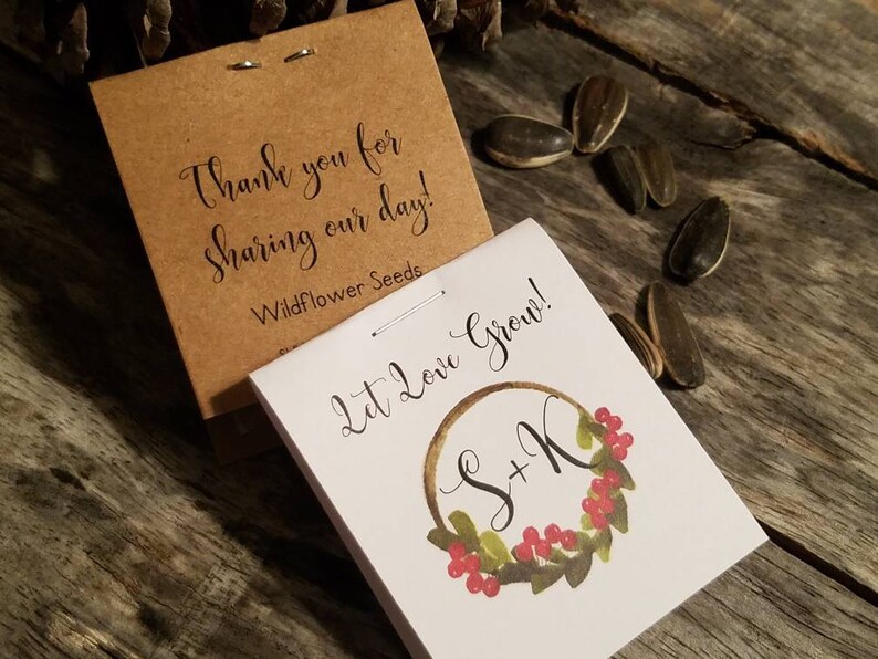 Personalized MINI Flower Seeds Monogram Initials Wreath Fall Winter ...