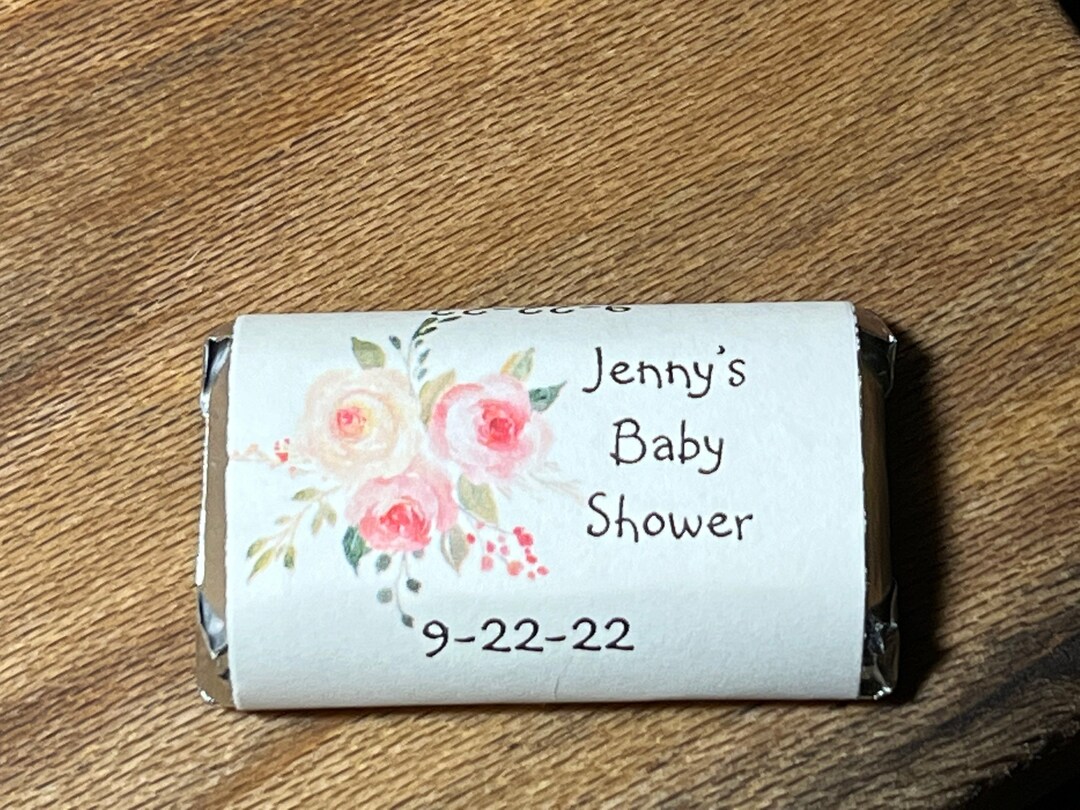 DIY Pink Roses Watercolor Candy Wrappers for Wedding or Bridal Shower ...