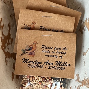 24 Bird Seed Funeral Favors Feed the Birds Celebration of Life Memorial ...