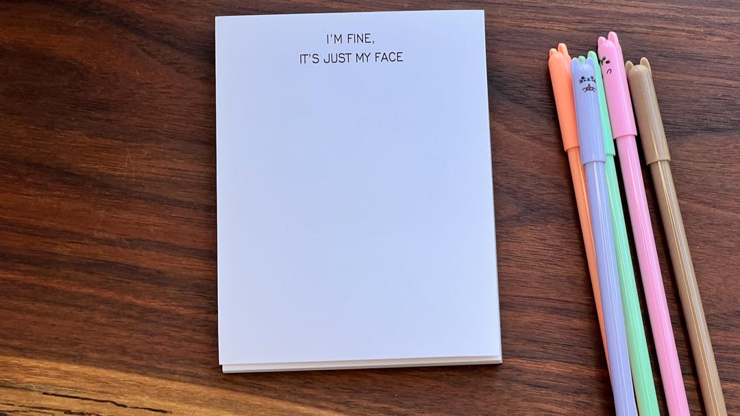 Hilarious 'i’m Fine, It’s Just My Face' Funny Notepad | 50 Pages of ...