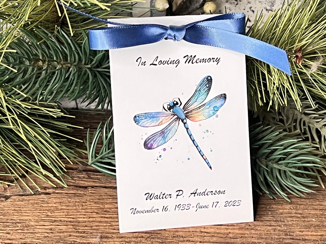 Memorial Favors Dragonfly Funeral Favor Prayer Cards Personalized ...