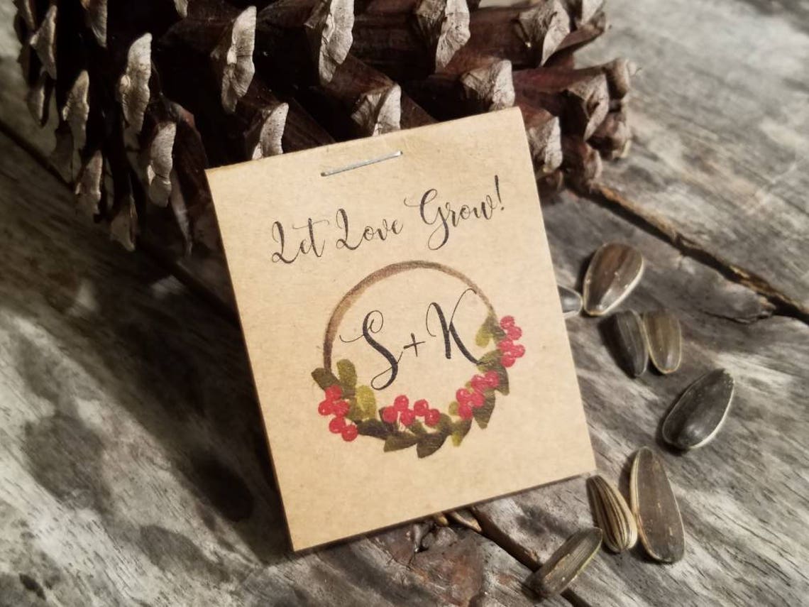 Personalized MINI Flower Seeds Monogram Initials Wreath Fall Winter ...