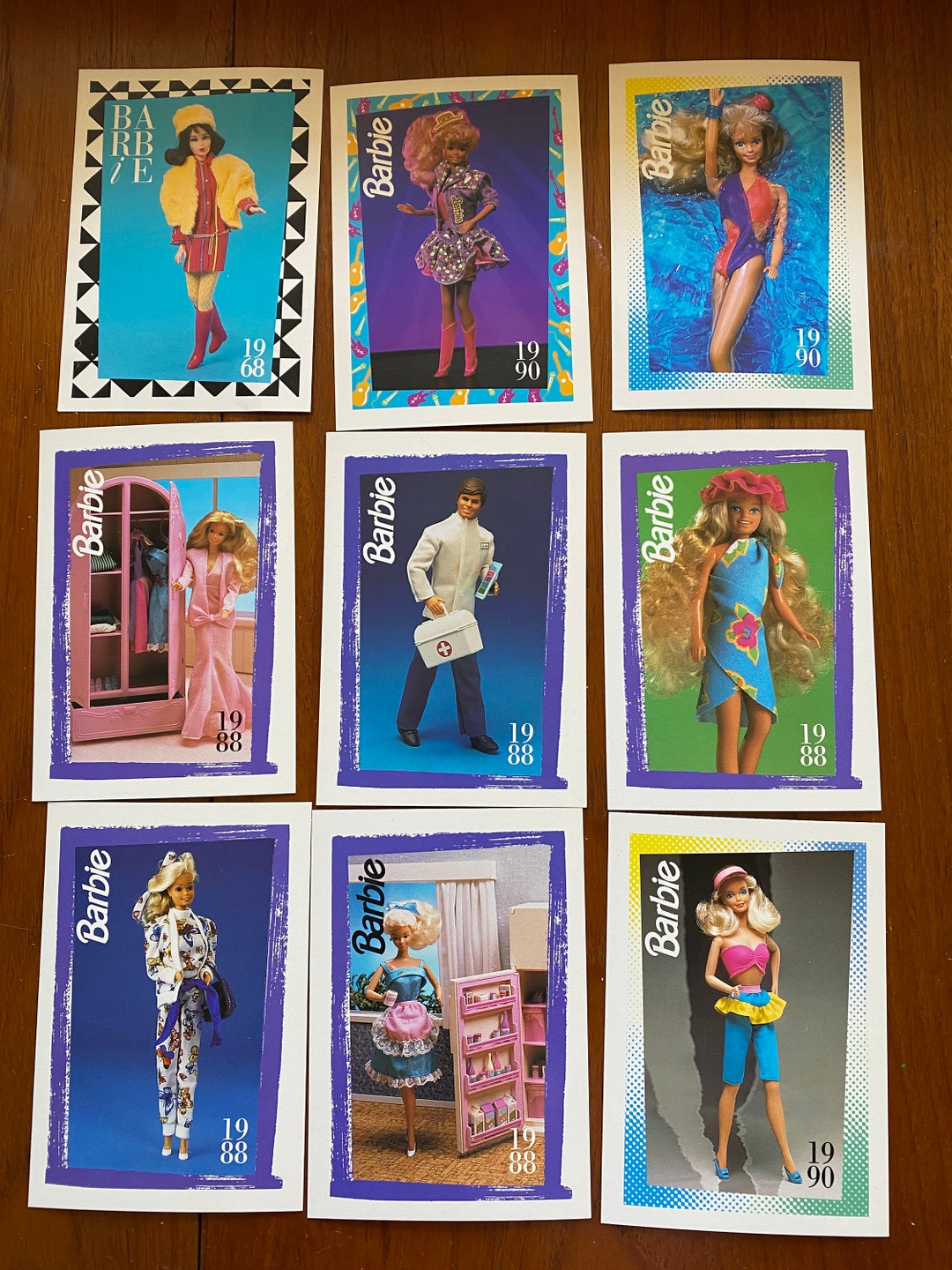 Vintage Barbie Collector Cards Set of 9, 1980's & 90's Barbie Fashions ...