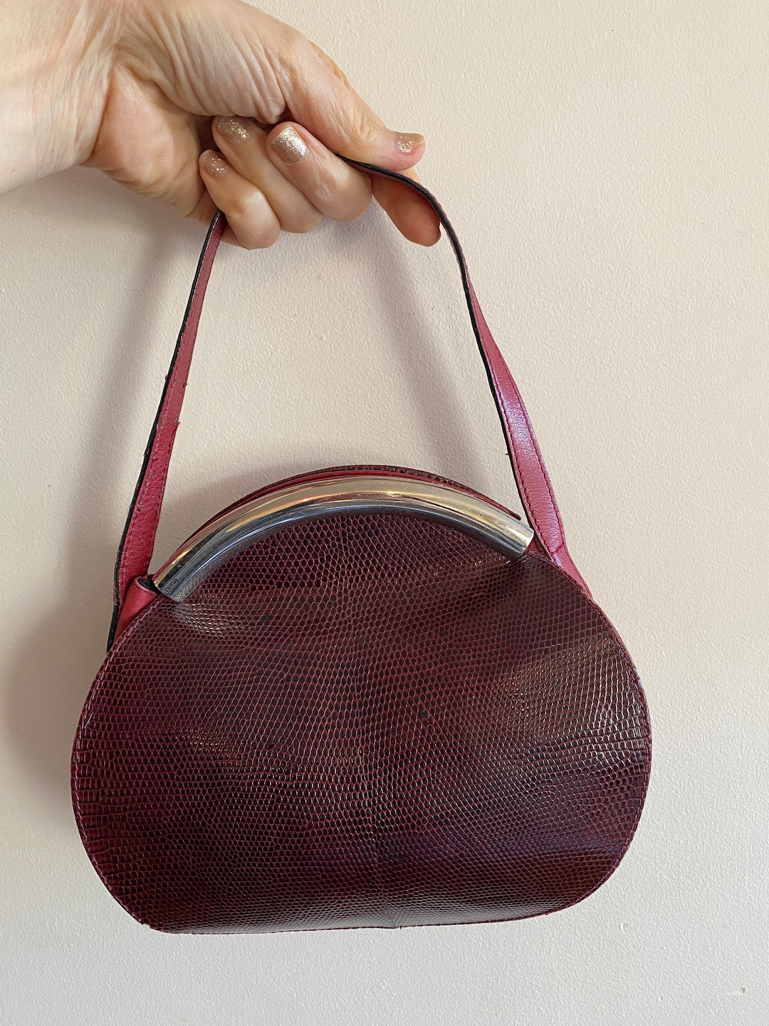 Vintage Desmo Burgundy Snake and Leather Evening Purse - Etsy