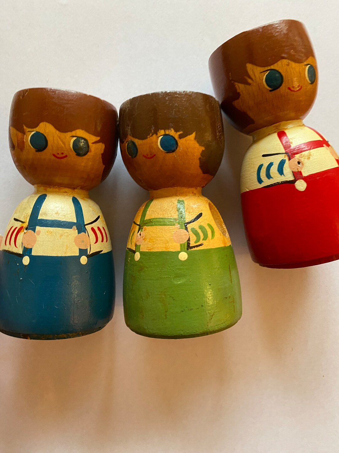 Vintage Danish Doll Figurine Wood Eggcup W/ Missing Spoons - Etsy