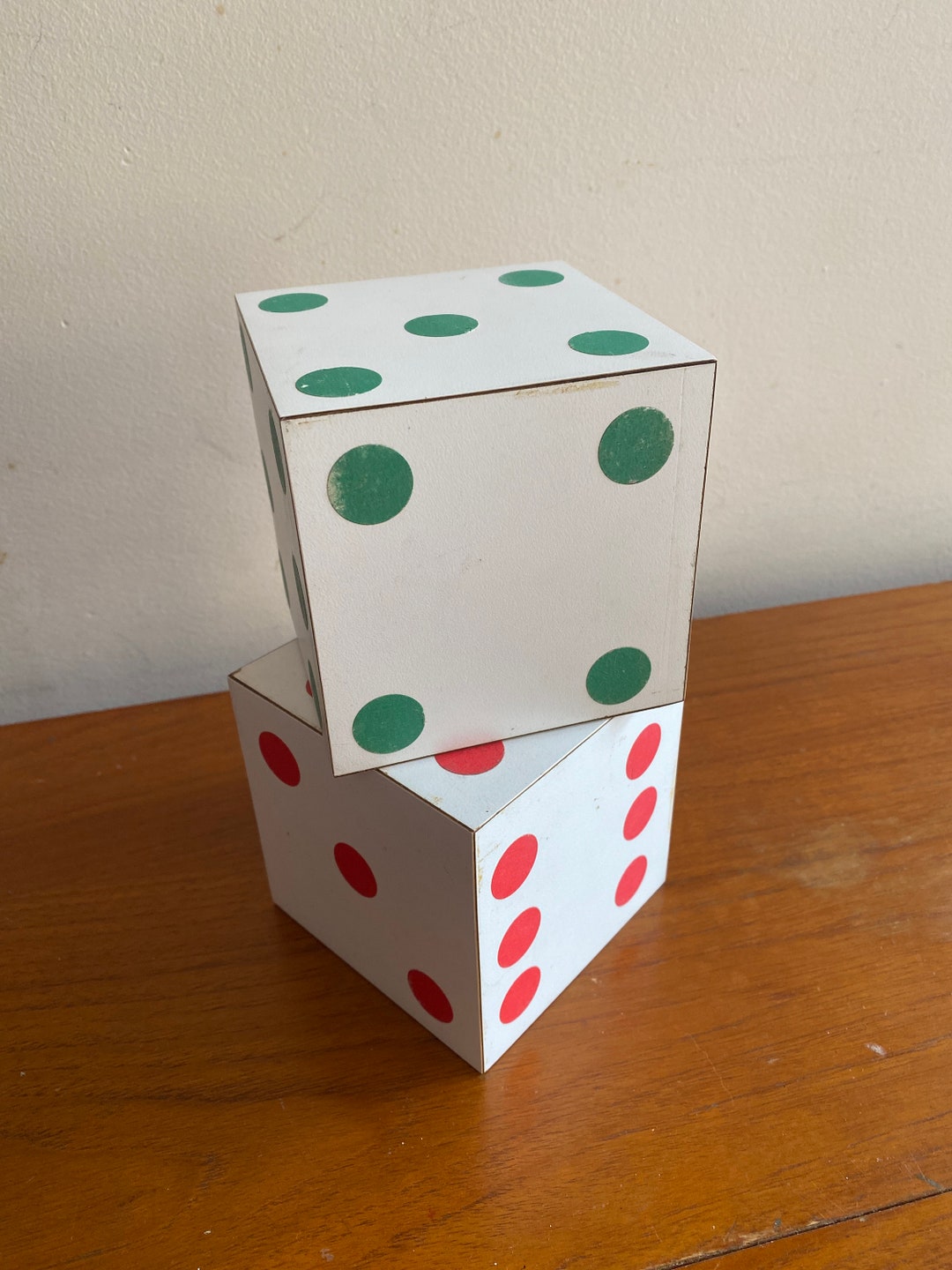 Vintage Jumbo Sculptural Dice, White Formica With Sticker Dots, MCM ...