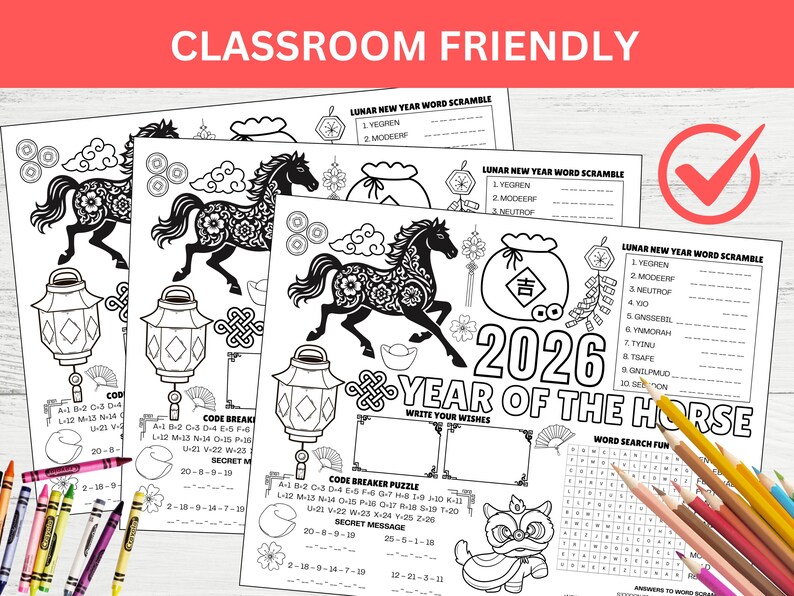 2026 Year of the Horse Activity Sheet, Lunar New Year Printable for ...