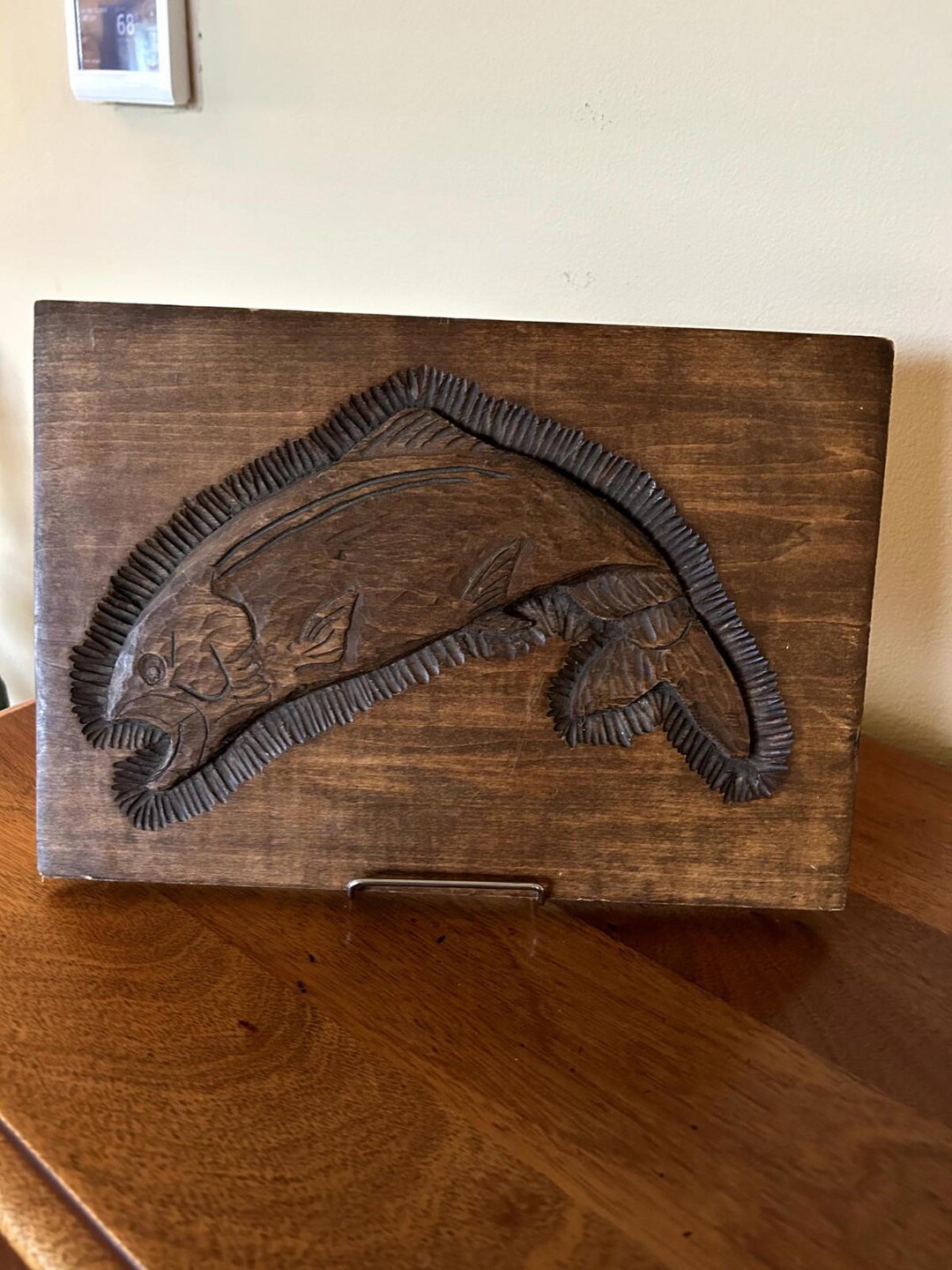 Handcarved Solid Wood Fish Relief With Wall Mounting Hole 14"x10" - Etsy