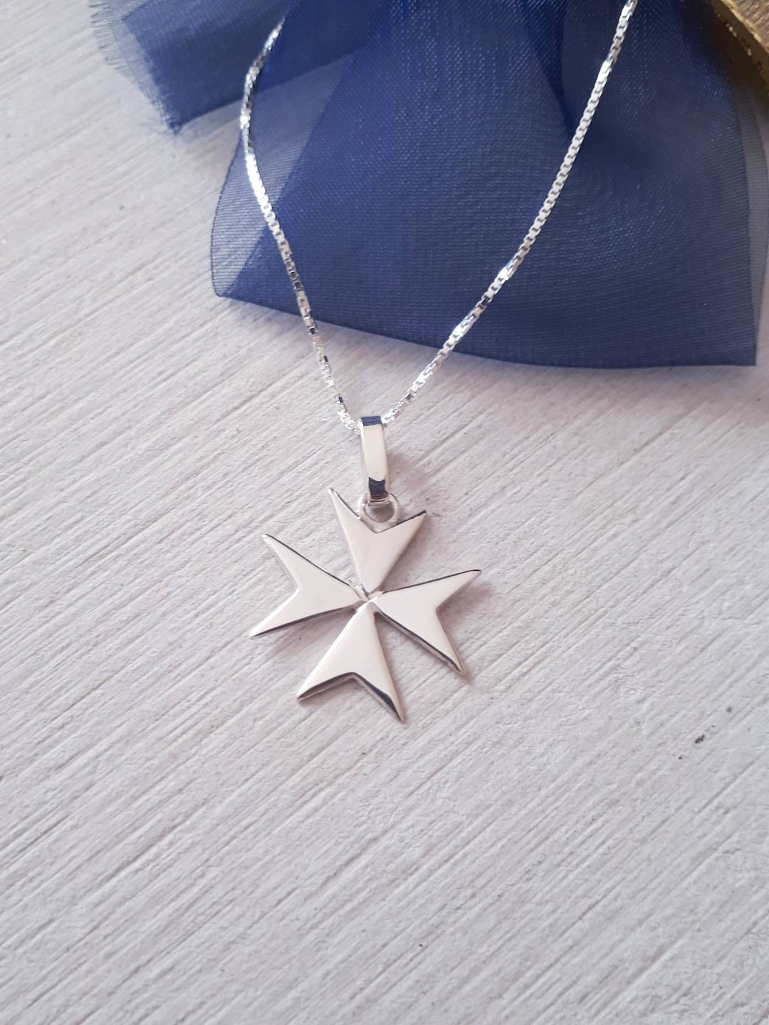 Sterling Silver Maltese Cross 2.00cm Necklace Knights of - Etsy