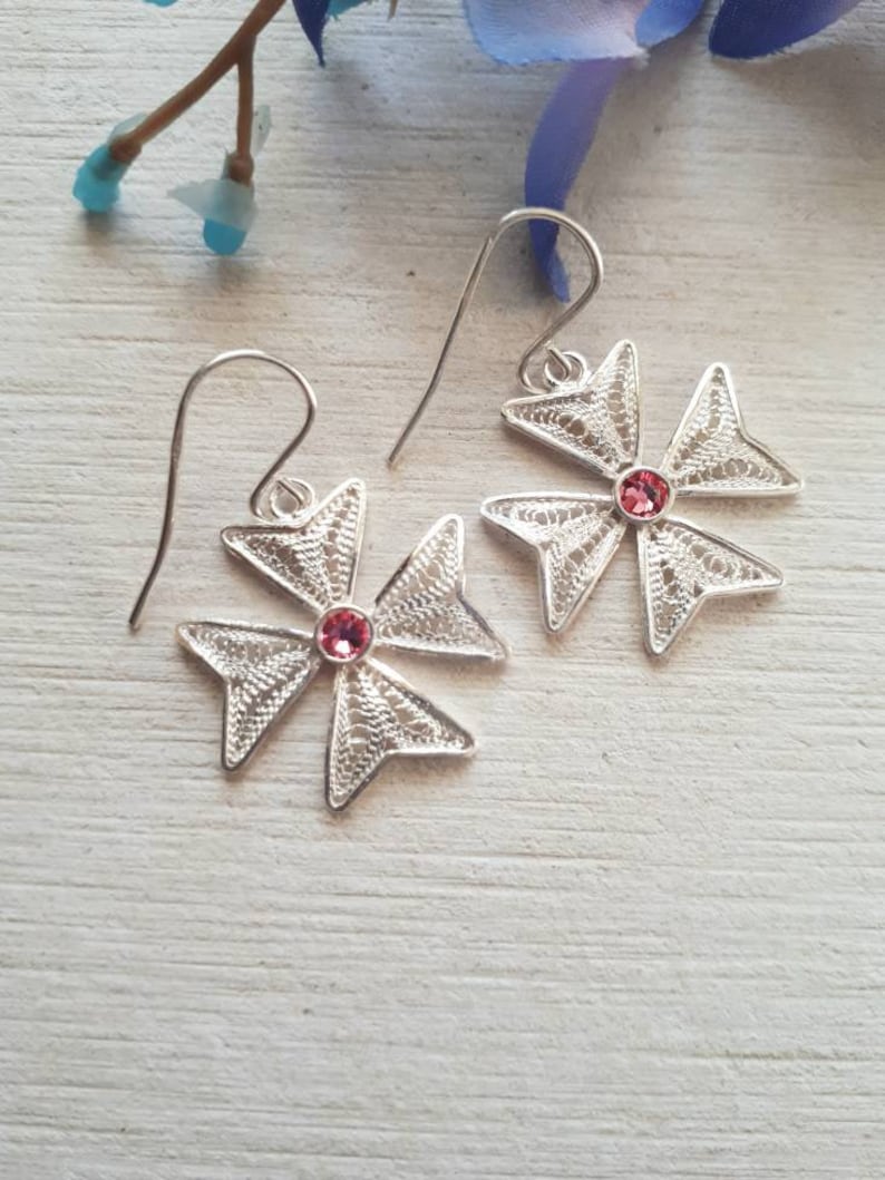 Sterling Silver Maltese Cross Filigree Earrings Handmade in - Etsy