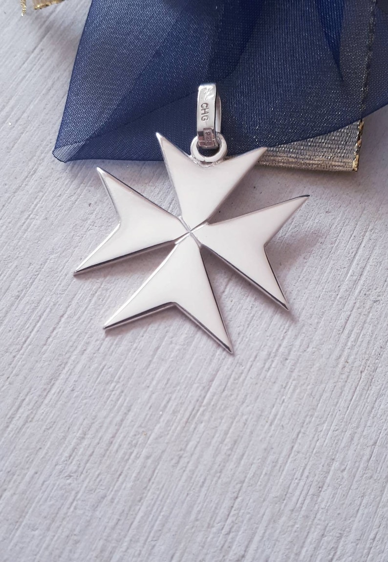 Sterling Silver Maltese Cross 3.30cm Necklace Knights of - Etsy