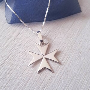 Sterling Silver Maltese Cross 2.00cm Necklace Knights of - Etsy