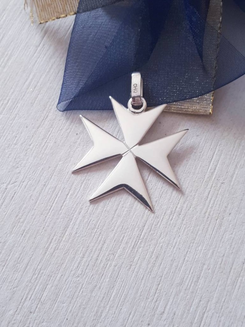 Sterling Silver Maltese Cross 3.30cm Necklace Knights of - Etsy