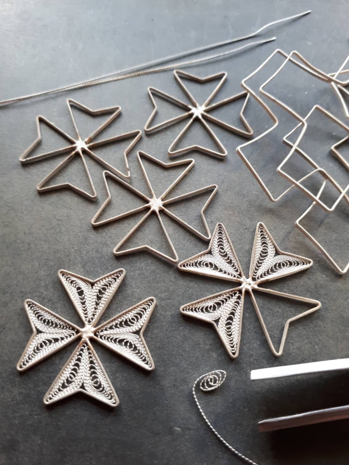 Sterling Silver Maltese Cross Filigree Pendant 3.00 Cm Malta - Etsy