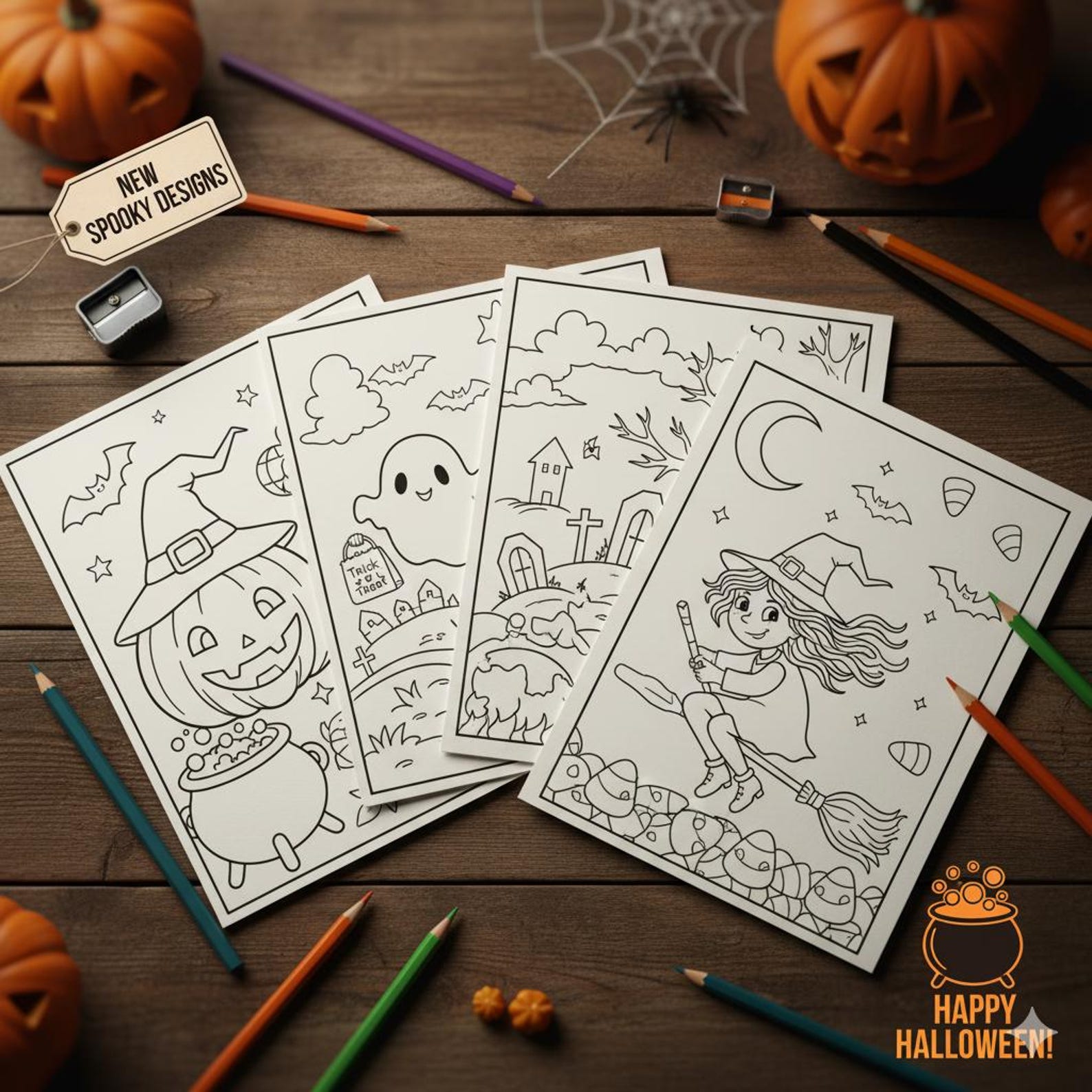 Halloween Coloring Book: Spooky Fun Activity Pages (PDF Download) - Etsy