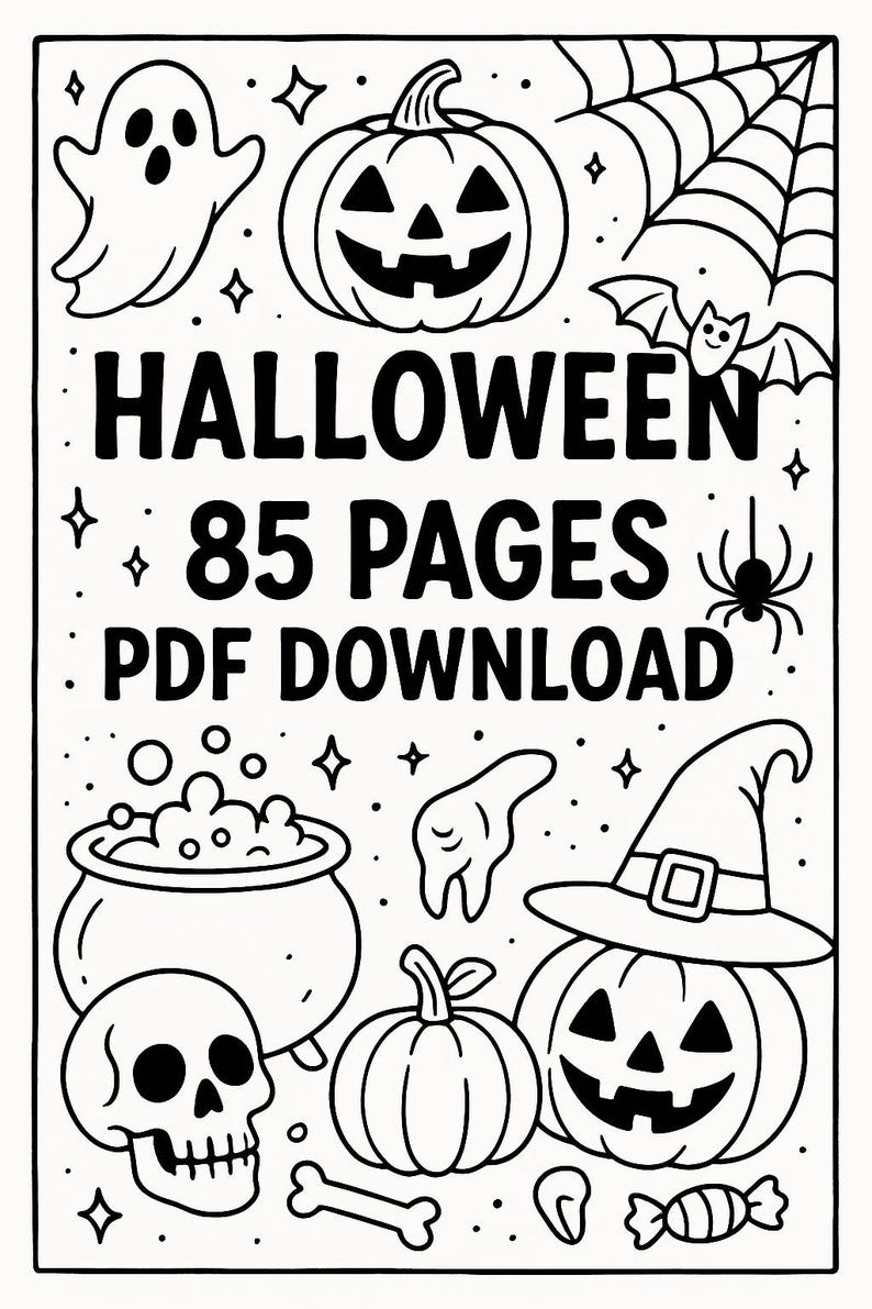 Halloween Coloring Book: Spooky Fun Activity Pages (PDF Download) - Etsy