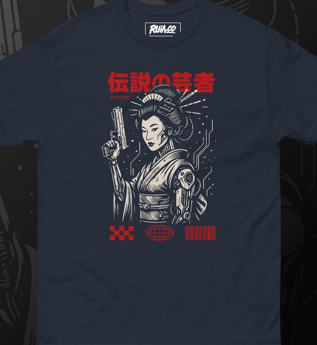 Cyberpunk Geisha Graphic Tee – Japanese Streetwear Anime Style Tee - Etsy