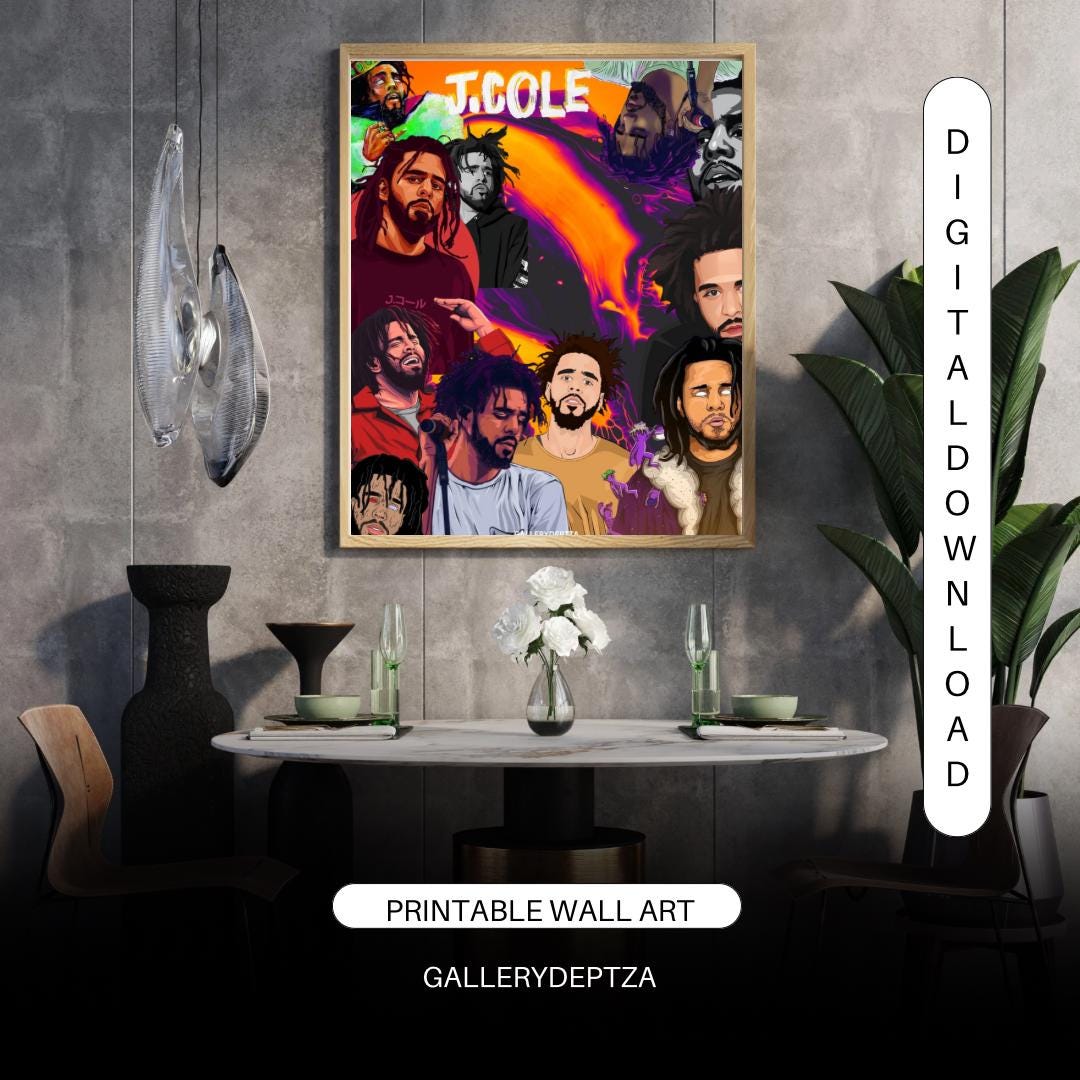 J. Cole Art | Comic Collage Style Printable | Animated & Realism Album ...
