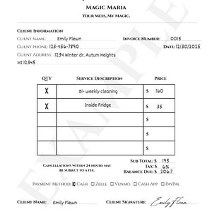 Cleaning Service Invoice Receipt Editable Canva Template Small Business ...