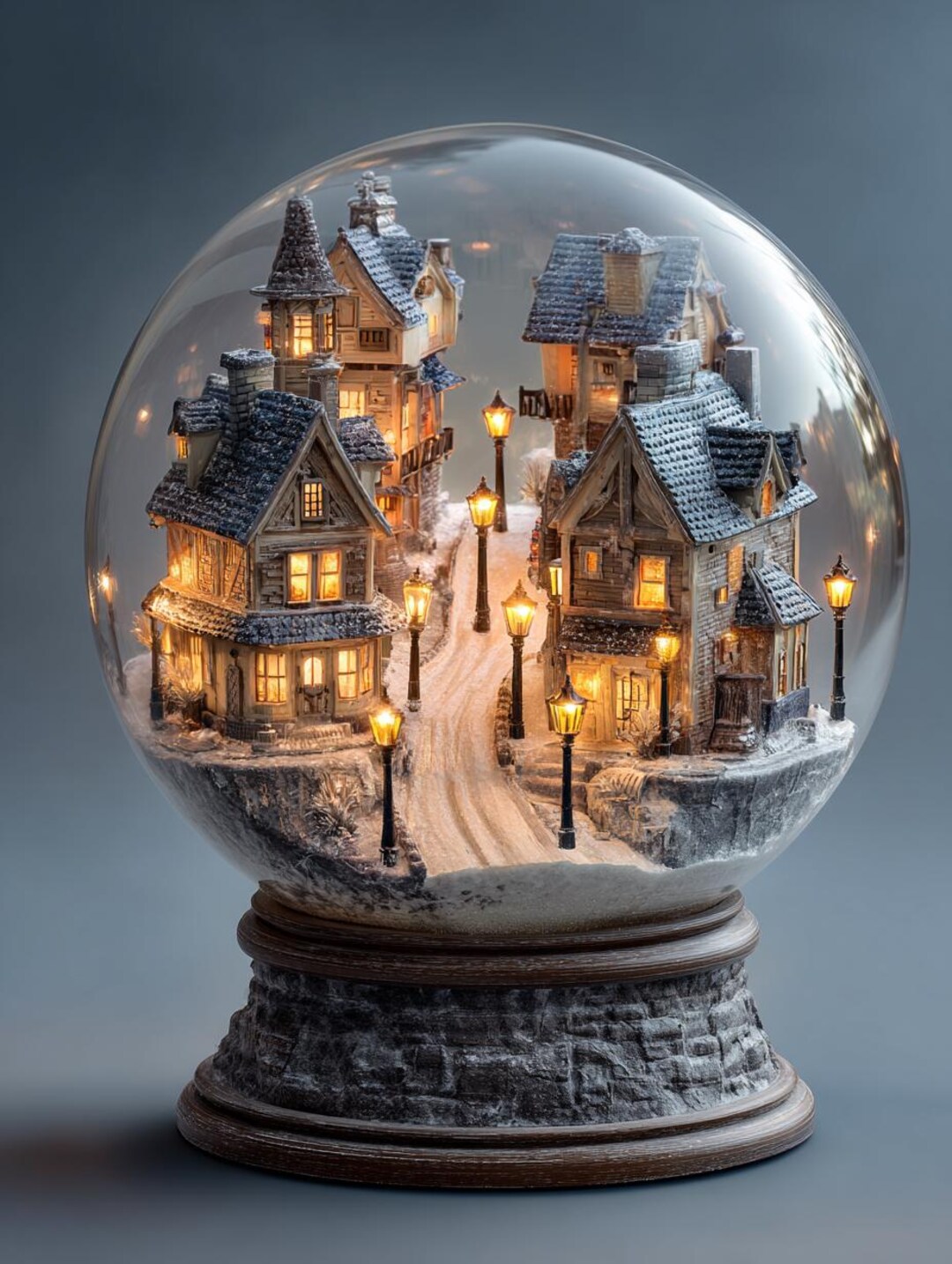 DIGITAL - Miniature Town Snow Globe: Detailed Winter Scene - Etsy