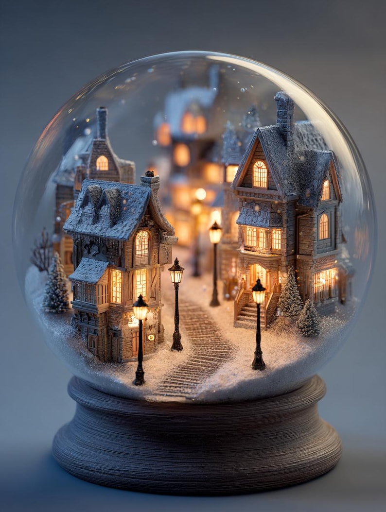 DIGITAL - Miniature Town Snow Globe: Detailed Winter Scene - Etsy