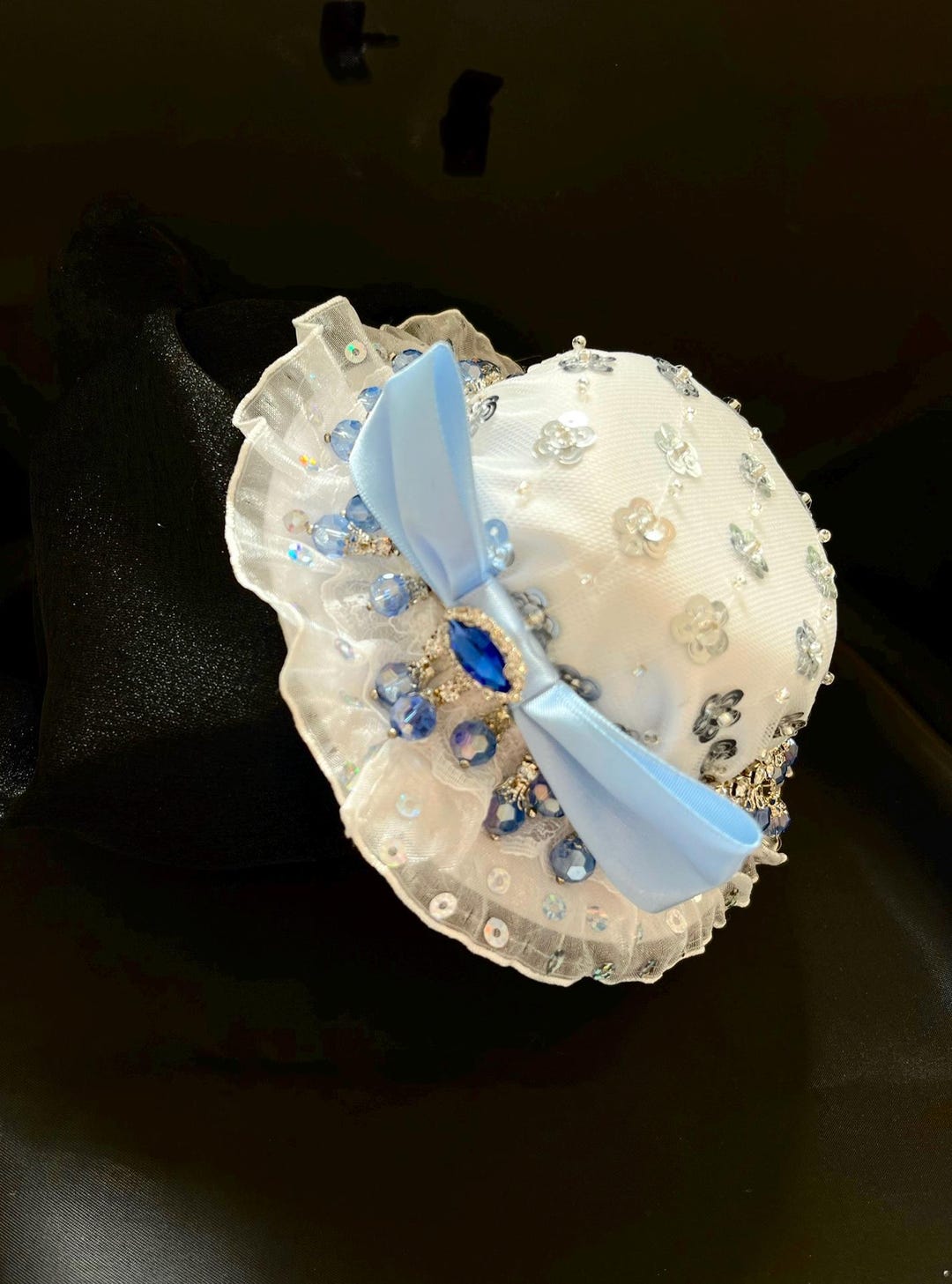 Graduation Ball Ballet Hat Headpiece – Pancake Style Cap With Blue ...
