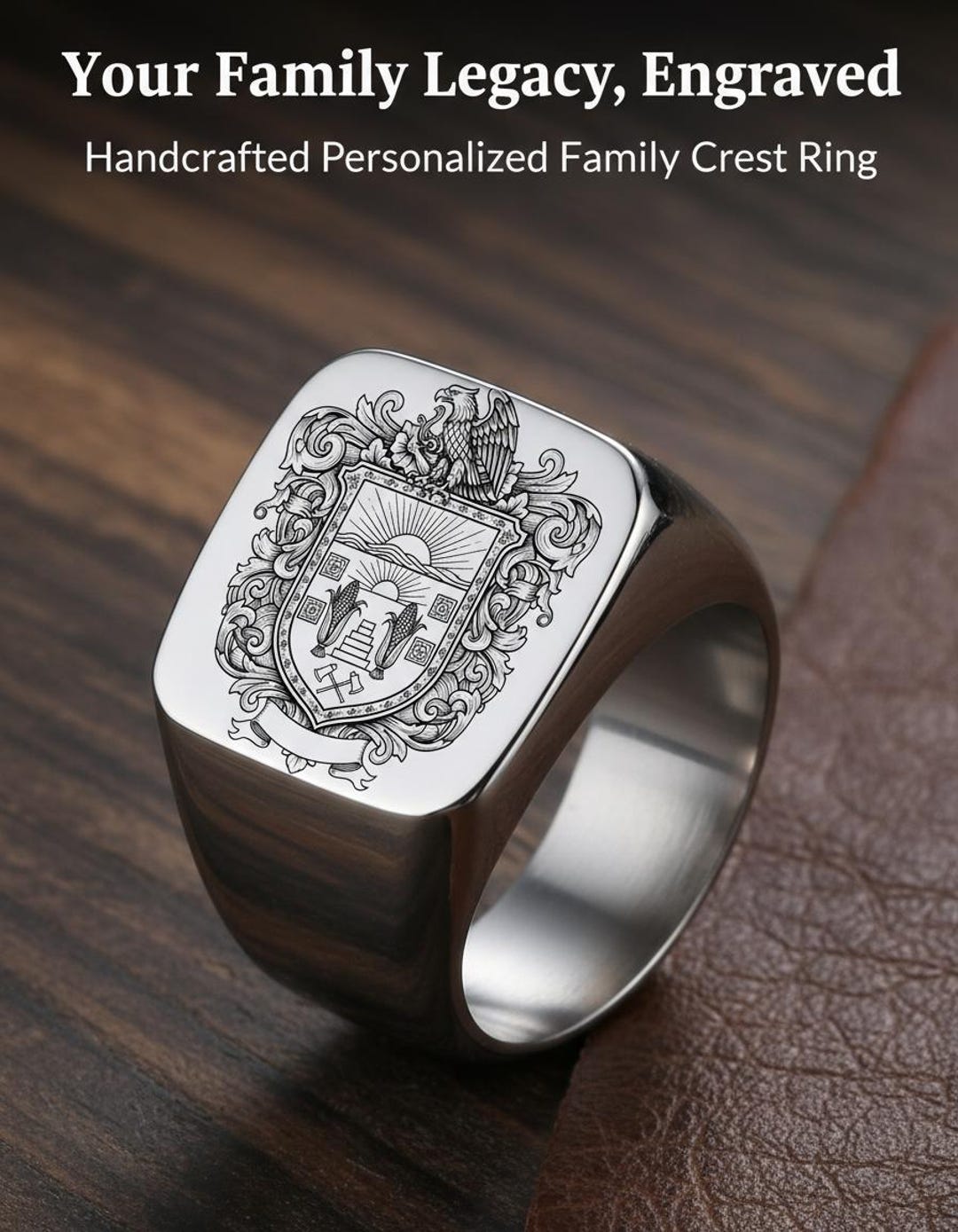 Personalized Family Crest Ring: Custom Engraved Coat of Arms Jewelry - Etsy