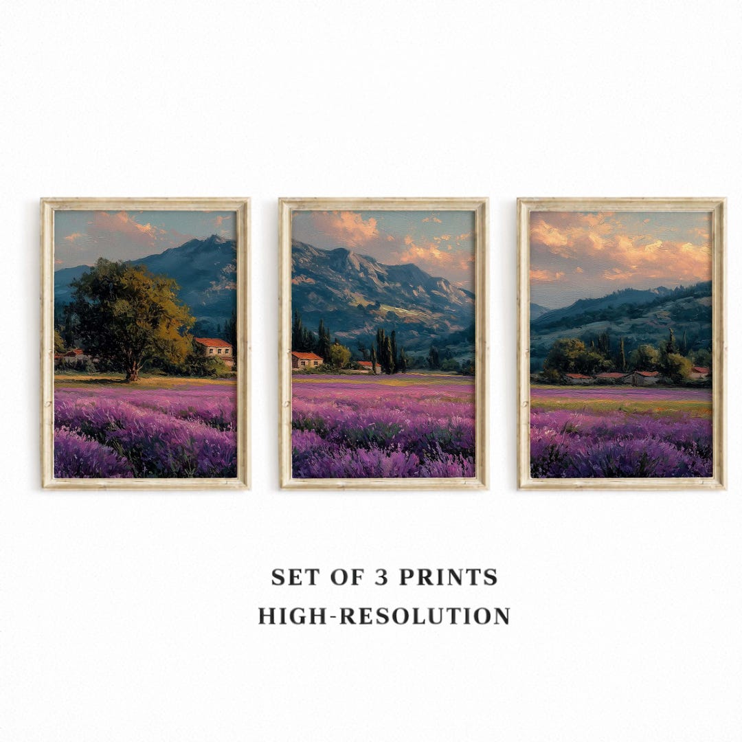 Lavender Fields in Tuscany Wall Art | Oil Painting Style Landscape ...