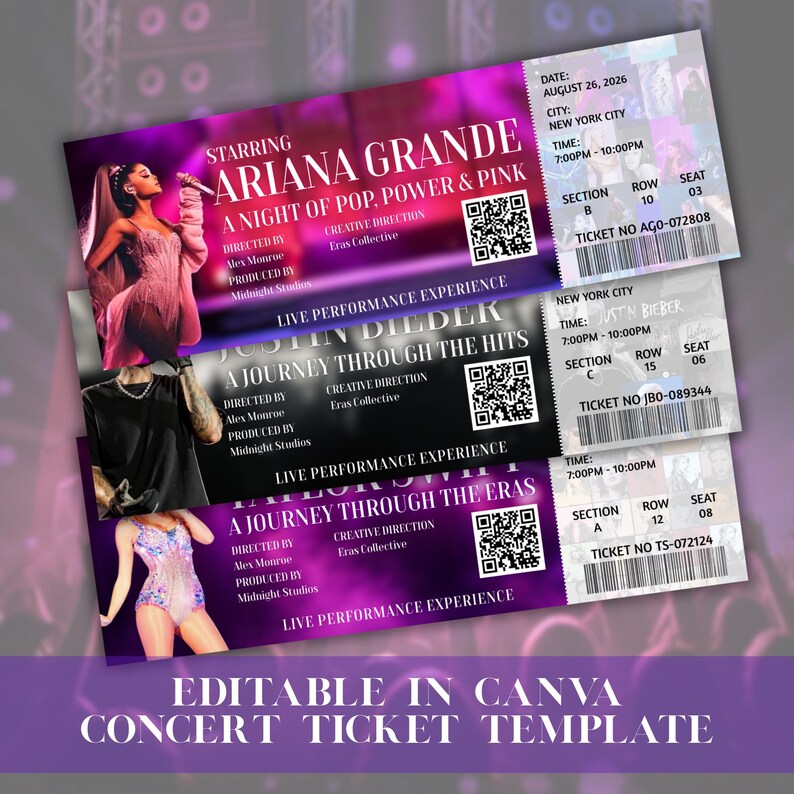 Editable Concert Ticket Template, Concert Ticket Gift, Surprising ...