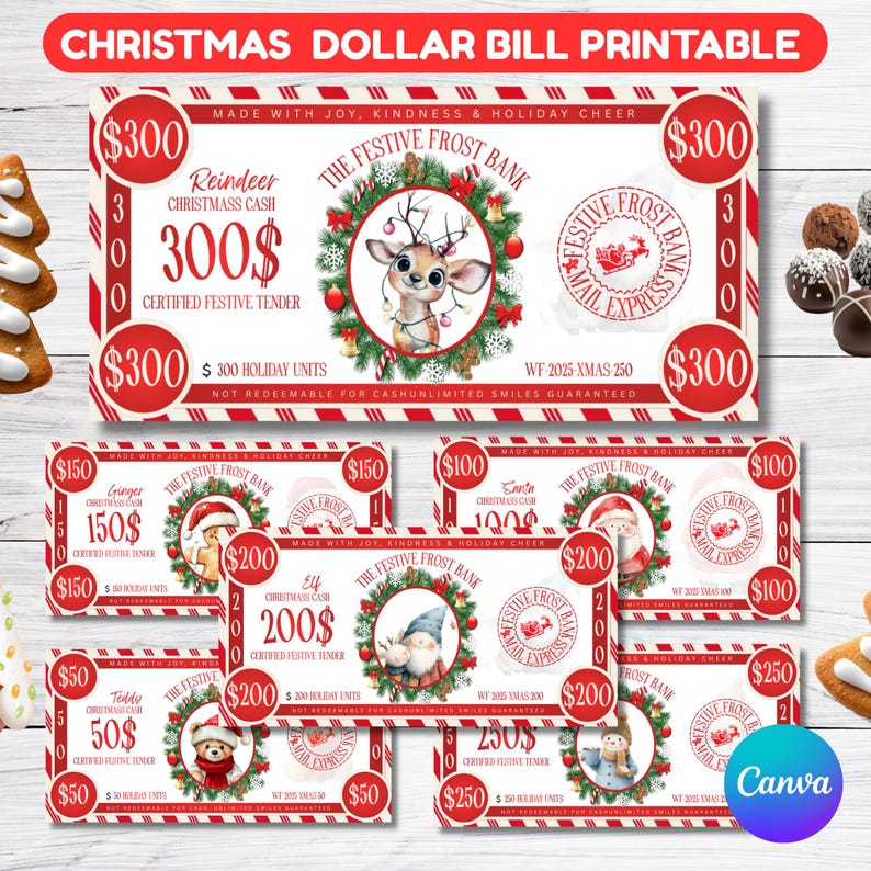 Printable North Pole Dollar Bill, Stocking Stuffer, Ready to Print ...